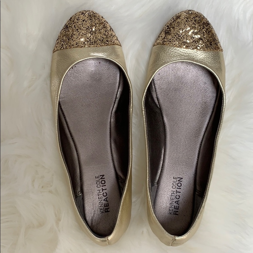 Kenneth Cole Reaction Gold Glitter Flats - Gem